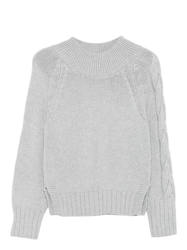 INTRECCI Ribbed Mock Neck Sweater - Grey