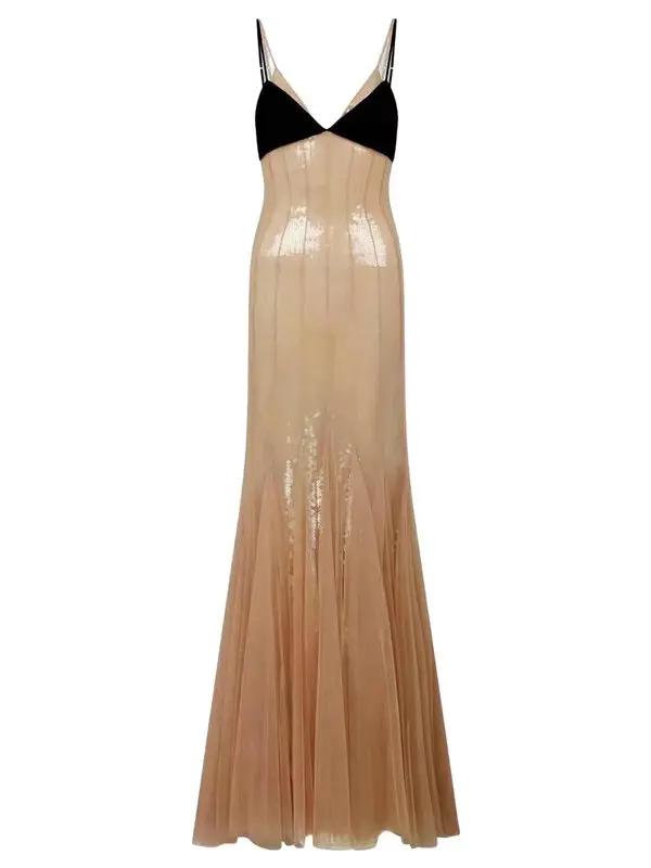 David Koma Sequin Embellished Gown - Neutrals
