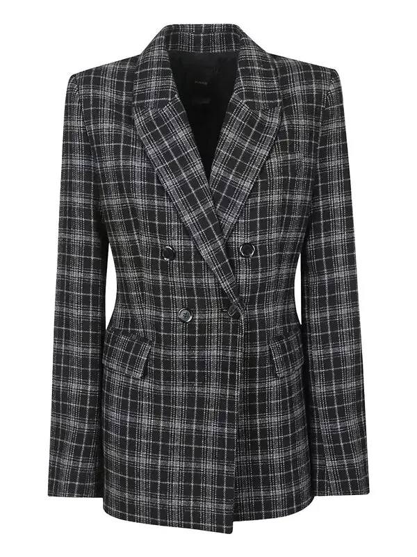 Pinko Double-breasted Check Blazer - Black