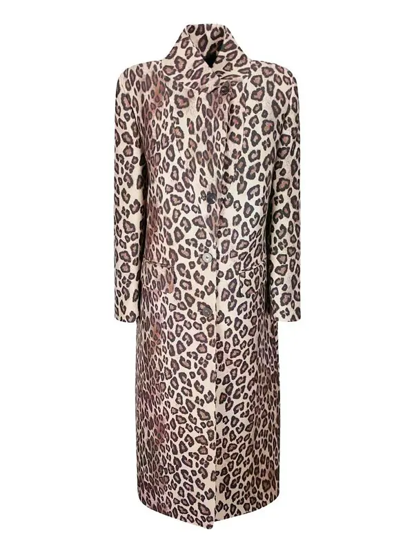 Alberto Biani Leopard-print Button Coat - Neutrals