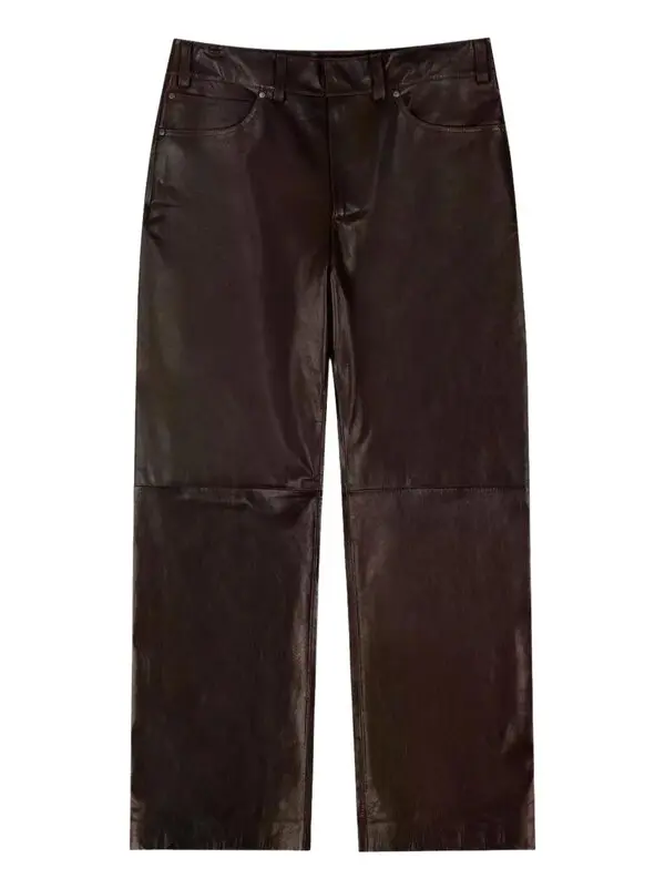 ENTIRE STUDIOS Leather Straight-leg Trousers - Brown