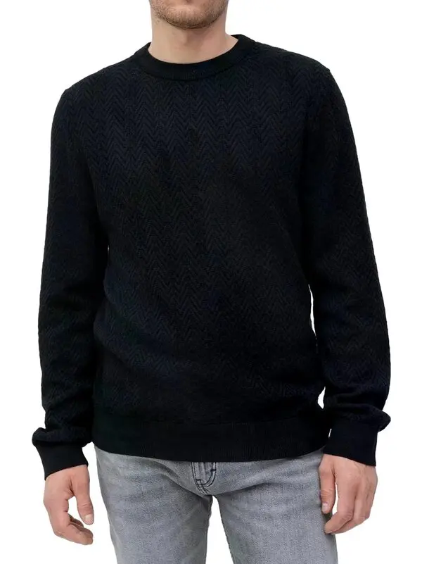 Hugo Boss Textured Crew-neck Pullover Sweater - Black