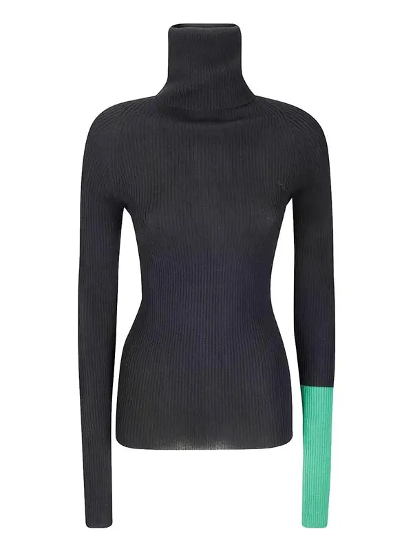 Yohji Yamamoto High-neck Colour Block Sweater - Black