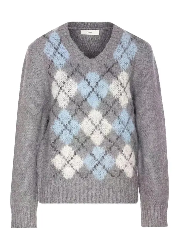 DUNST Argyle Sweater - Grey
