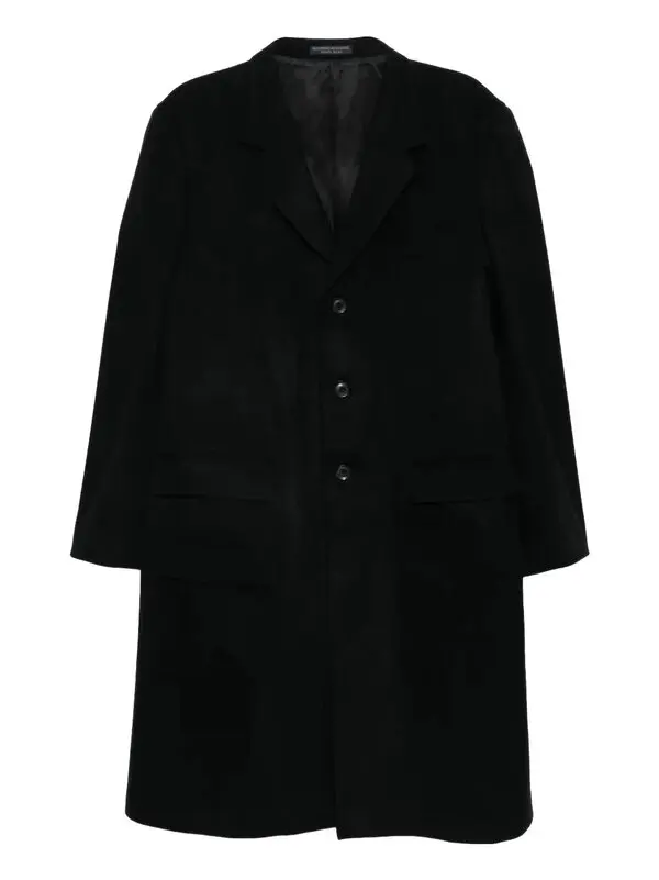 Yohji Yamamoto Wool Gabardine Coat - Black