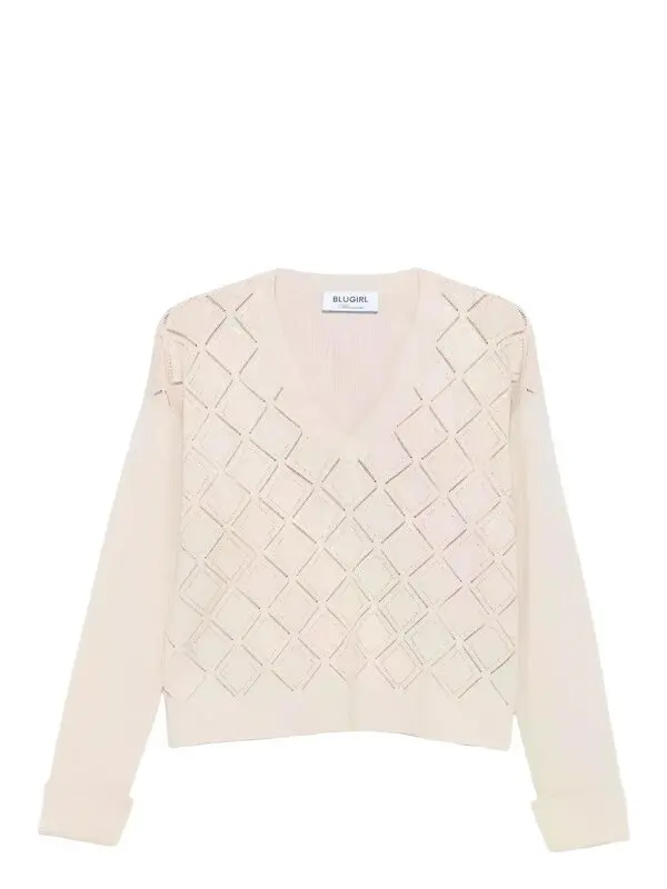 BLUGIRL Openwork V-neck Sweater - Neutrals