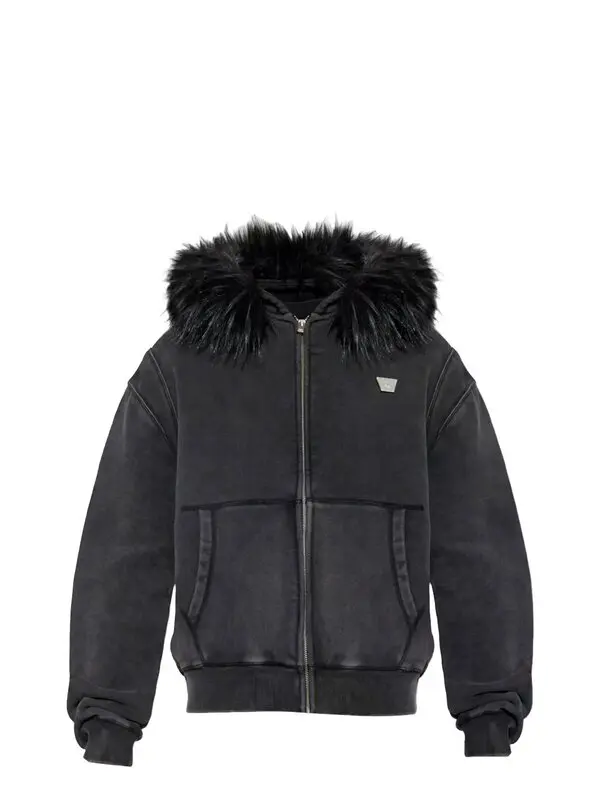 MISBHV Faux-fur Trim Zip Hoodie - Black