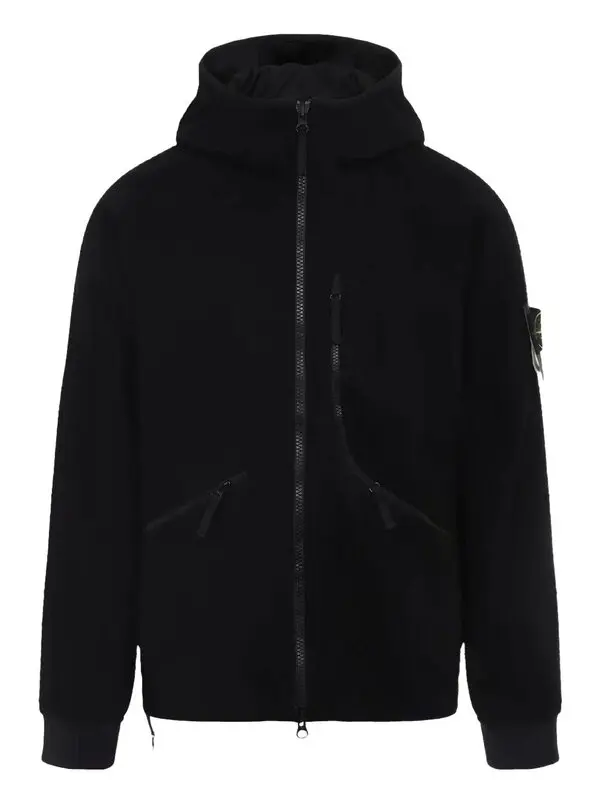 Stone Island Hooded Zipped Jacket - Black