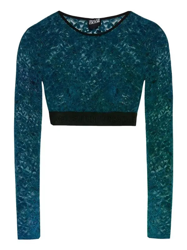 Versace Floral-lace Cropped Top - Blue