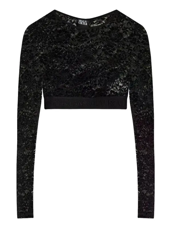 Versace Floral-lace Long-sleeve Top - Black