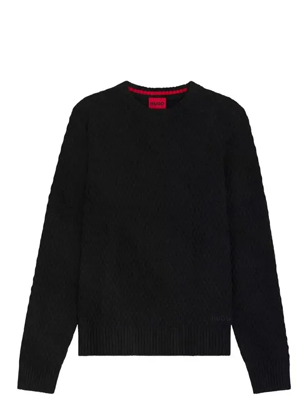 Hugo Boss Textured Crew-neck Sweater - Black