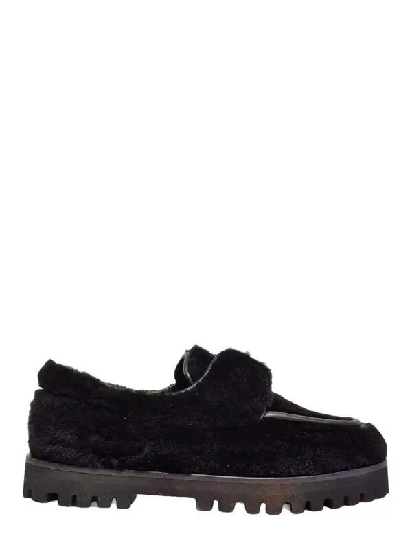 LE SILLA Fur Trim Loafers - Black