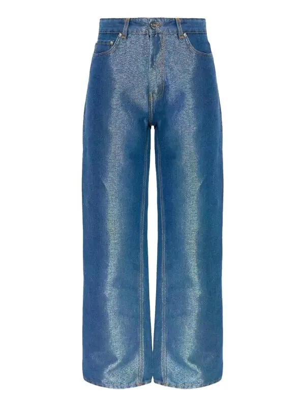 GANNI Metallic-effect Jeans - Blue