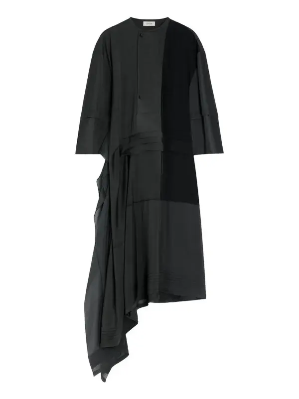 LEMAIRE Asymmetrical Pleated Blouse Dress - Black