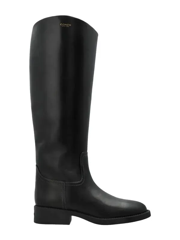 COACH Leather Zip Boots - Black
