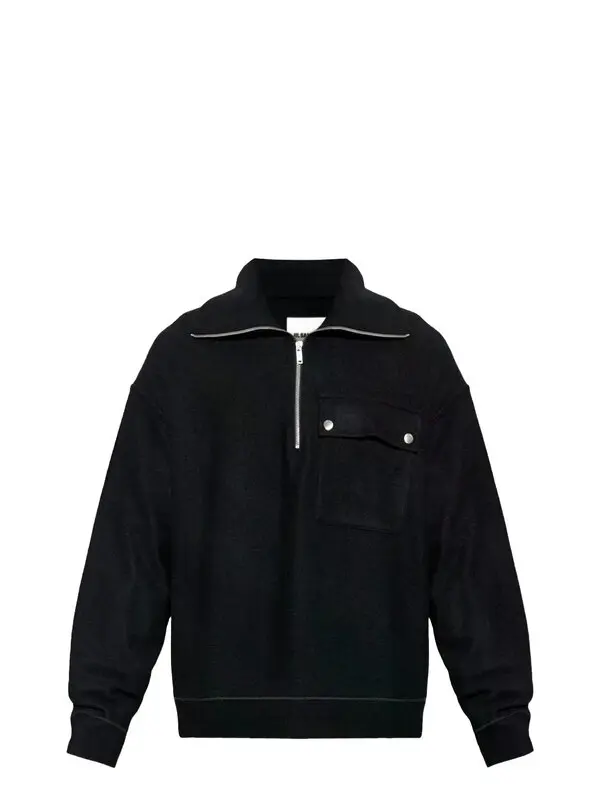 JIL SANDER Felted Zip Sweatshirt - Black