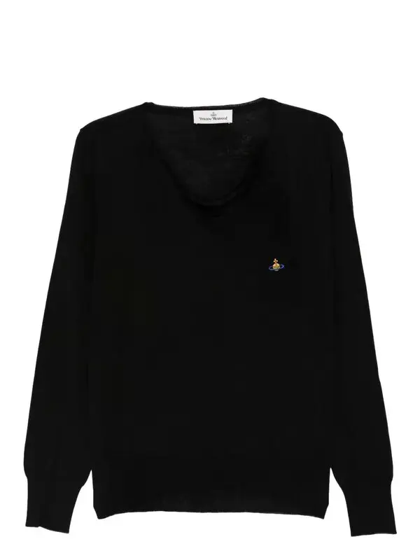 VIVIENNE WESTWOOD Orb-embroidered Wool Top - Black