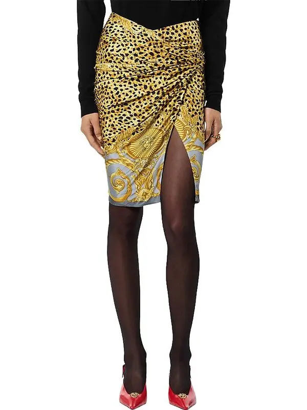 Versace Cheetah Print Skirt - Light Grey/elephant Grey