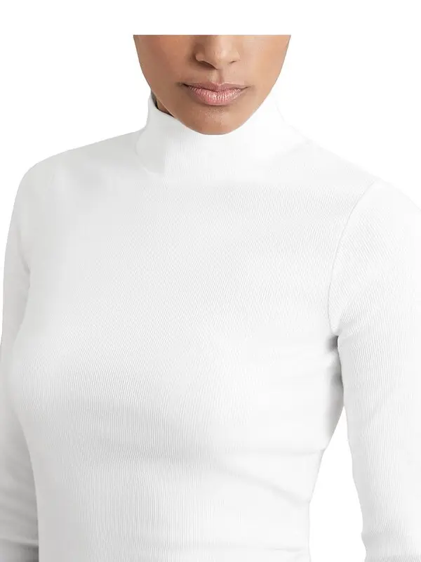 REISS Polly Ribbed Top - White