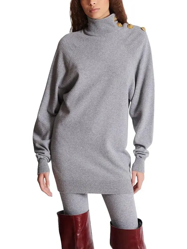 Balmain Short Cashmere Jumper Dress - Grey