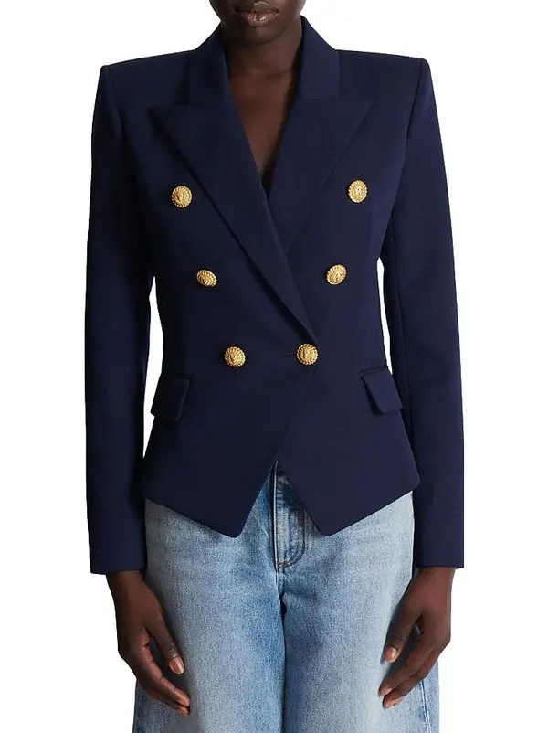 Balmain Fitted Six-button Wool Jacket - Navy