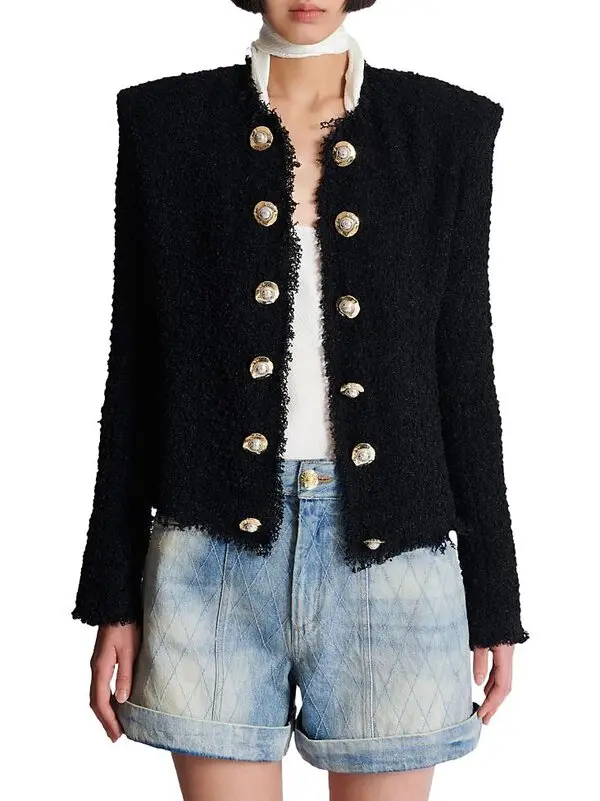 Balmain Edge-to-edge Tweed Jacket - Black
