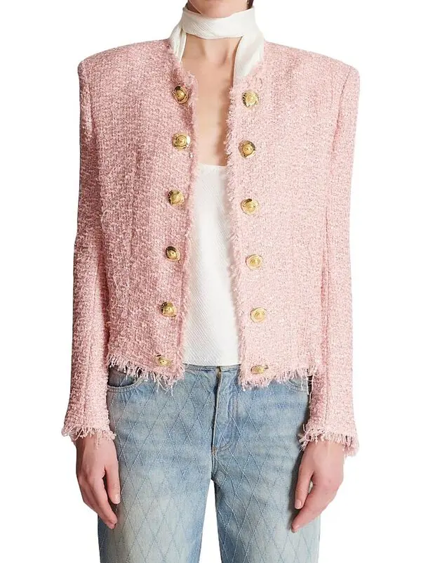 Balmain Sequin Tweed Jacket - Pink