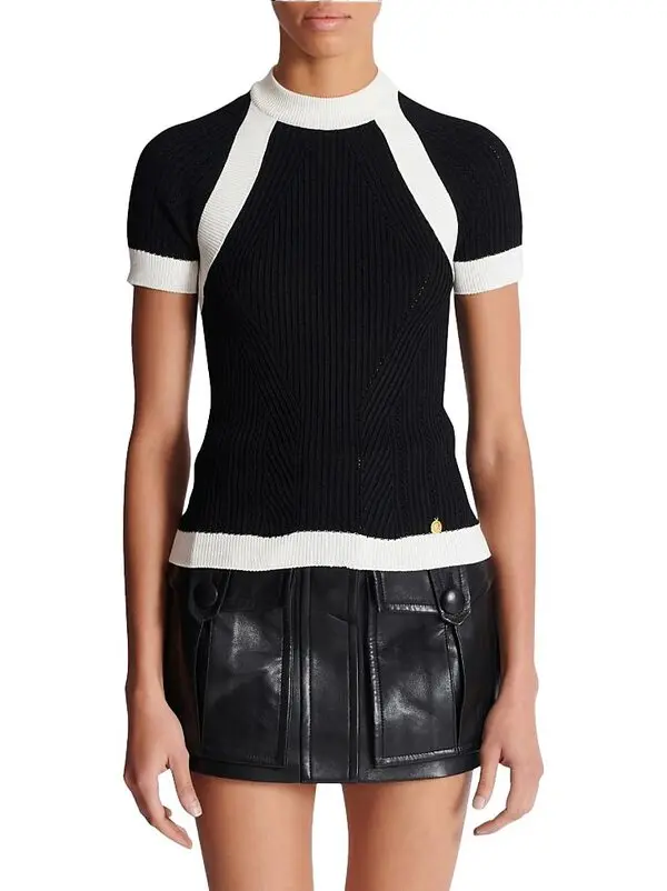 Balmain Short-sleeved Knit Top - Black