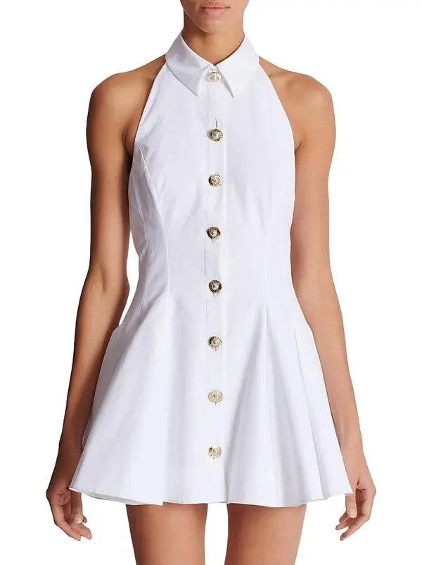 Balmain A-line Poplin Dress - White