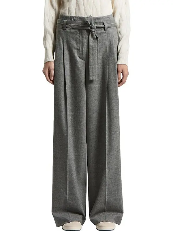 Peserico Belted Wide Leg Pants - Silver