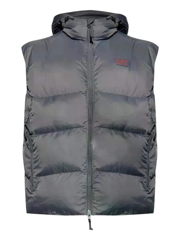 Emporio Armani Hooded Zip Gilet - Grey