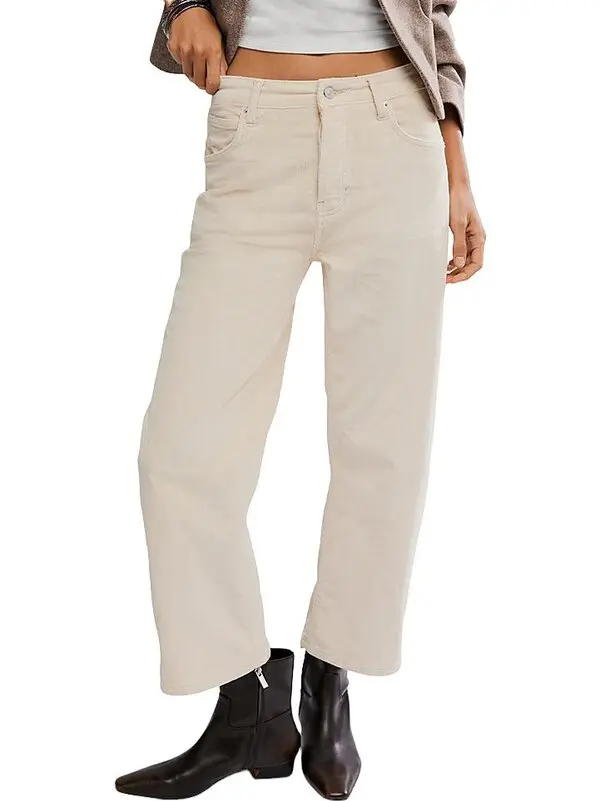 Free People High Rise Corduroy Jeans - White Swan