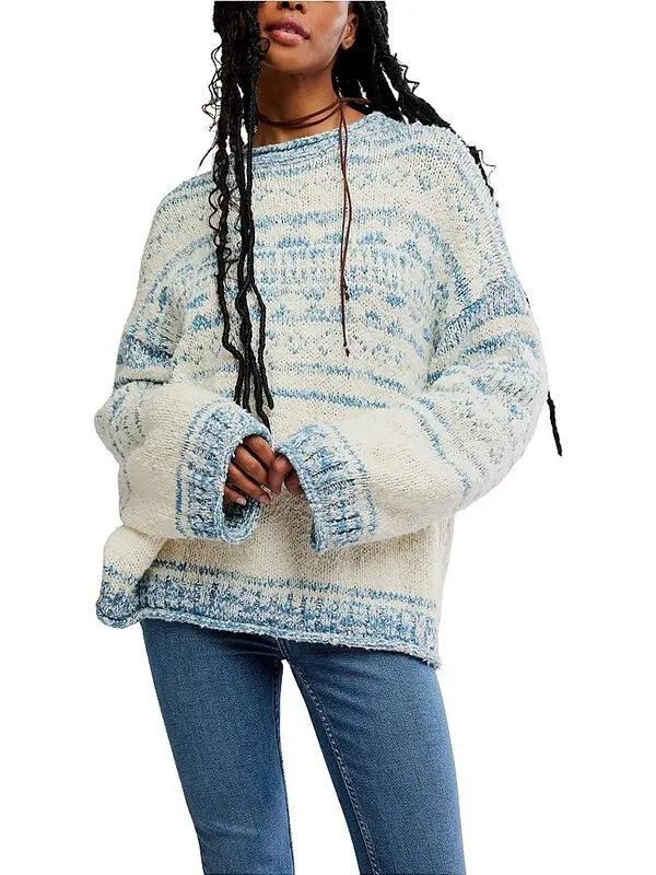 Free People Dani Printed Sweater - Cloud Comb