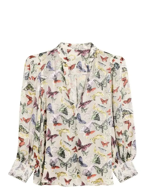 Alice + Olivia Sheila Butterfly-print Blouse - Spread Your Wings