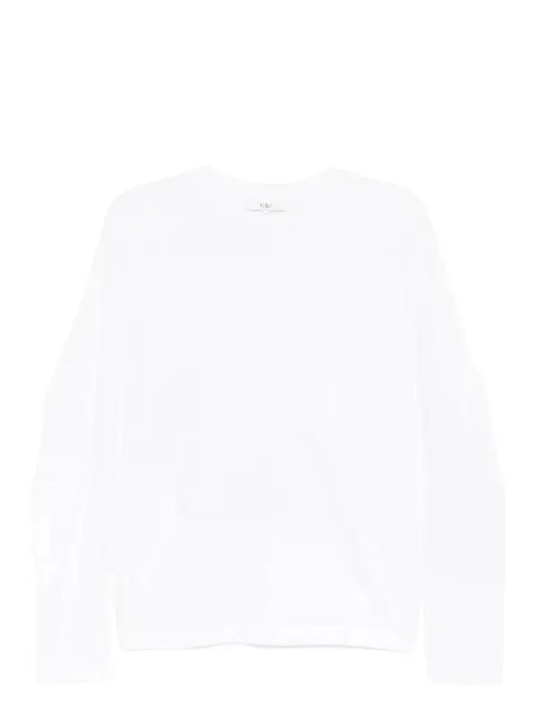 Tibi Long Sleeve Crewneck T-shirt - White