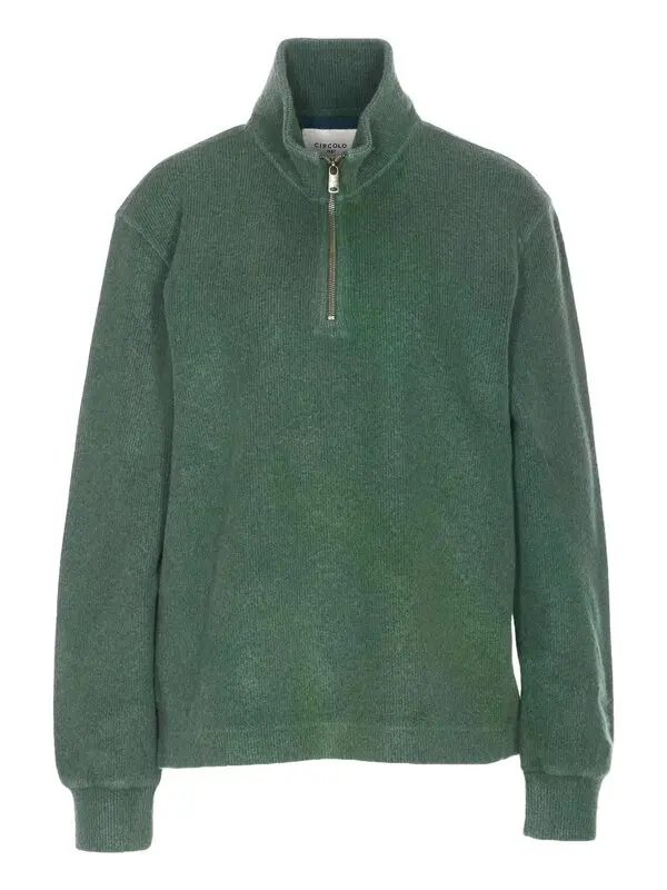 CIRCOLO 1901 Long-sleeved Zip Sweater - Green