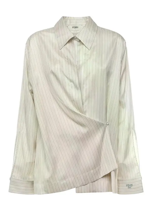 Fendi Striped Draped Shirt - Neutrals