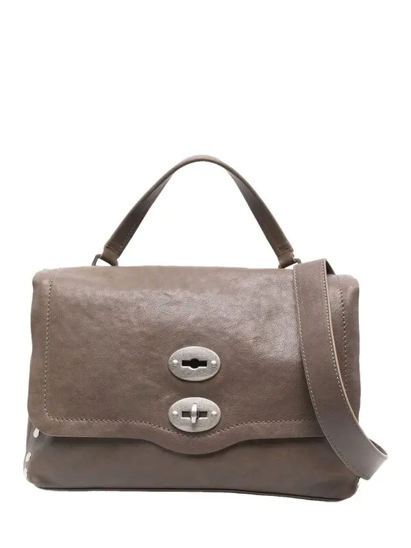 ZANELLATO Leather Handbag With Top Handle And Turn-lock Fastening - Grey