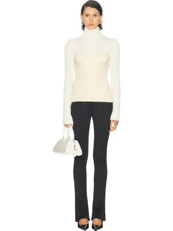 Jean Paul Gaultier High Neck Sweater - White & Ecru