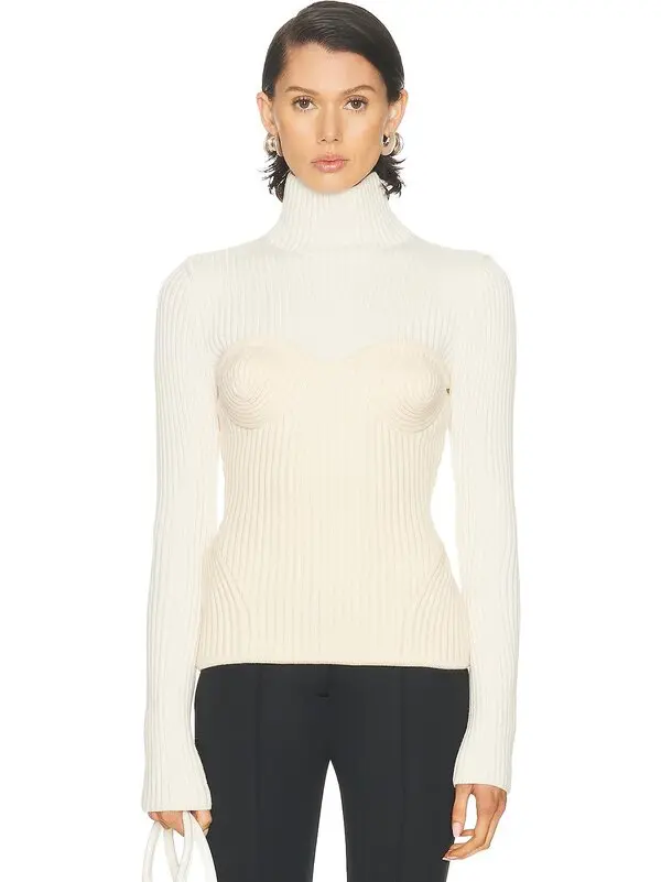 JEAN PAUL GAULTIER High Neck Sweater - White & Ecru