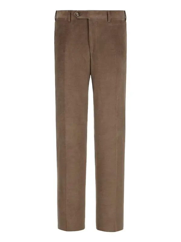 Canali Stretch Cotton And Cashmere Velvet Trousers - Brown