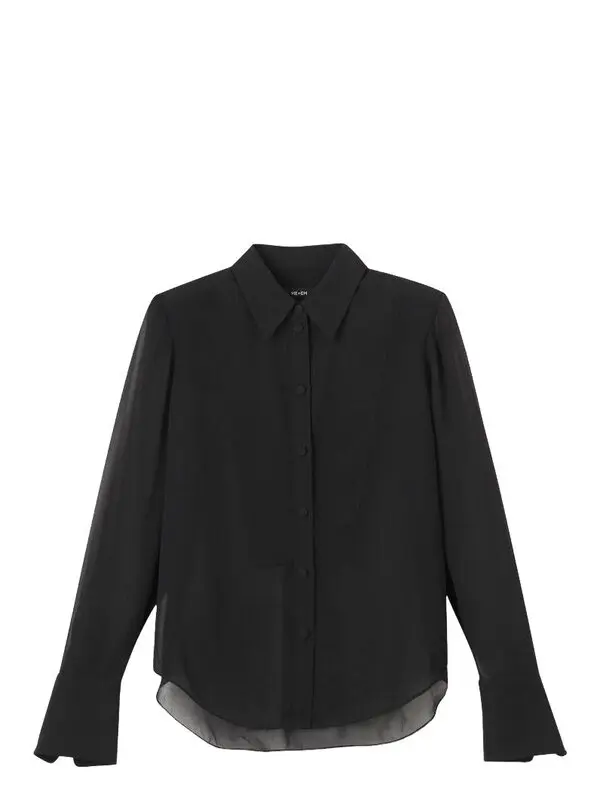 ME+EM Sheer Silk Button-down Blouse - Black