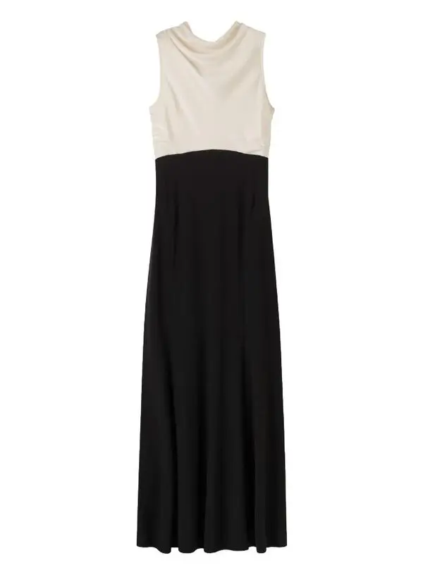 ME+EM Satin-backed Crepe Full Length Dress - Cream/black