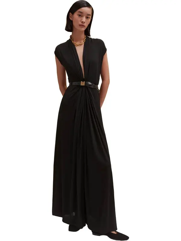 ME+EM Twist Front Maxi Dress - Black