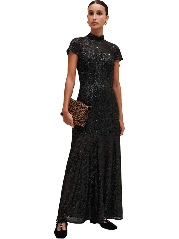 ME+EM Sequin Maxi Dress - Black