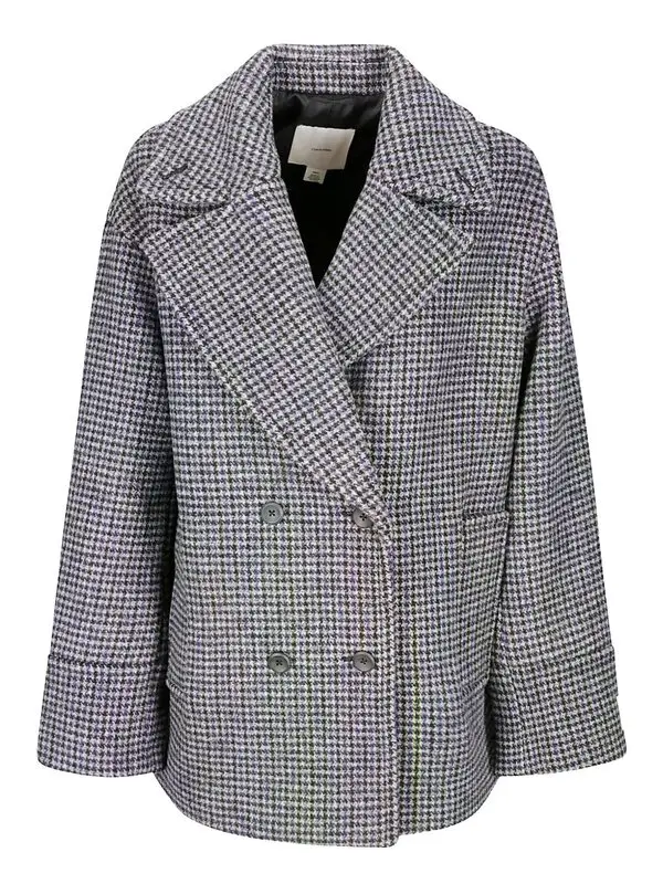 Calvin Klein Houndstooth Pea Coat - Grey