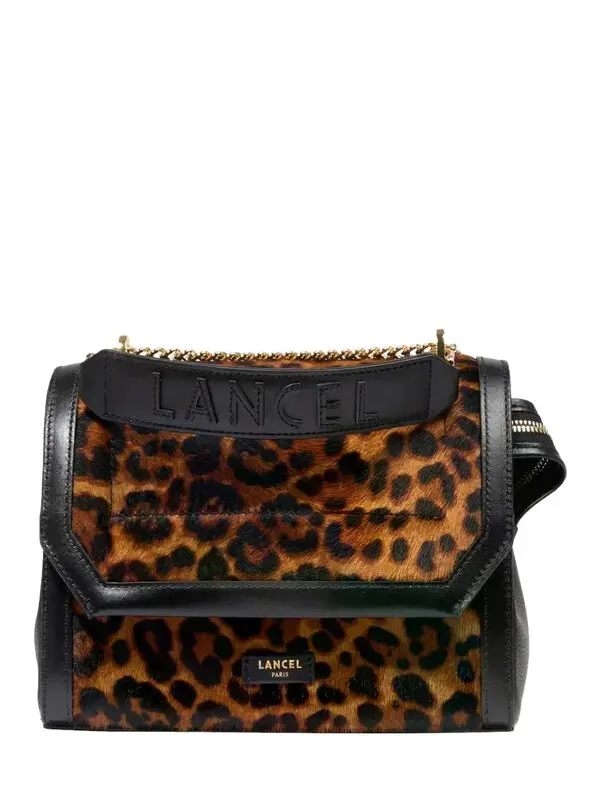 LANCEL Ninon Leopard-print Flap Bag - Black