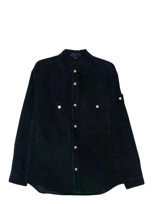 Stone Island Compass-badge Corduroy Shirt - Blue