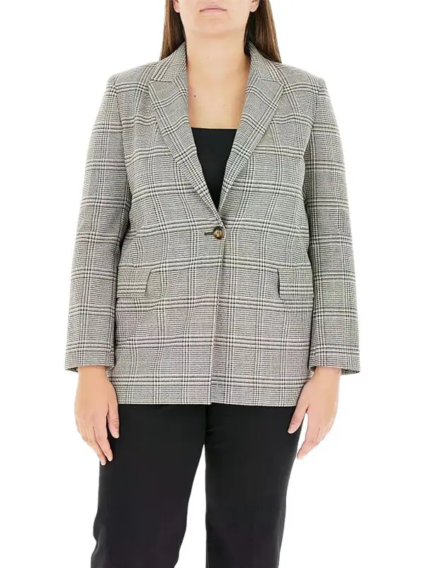 ELENA MIRO` Checked Blazer - Black