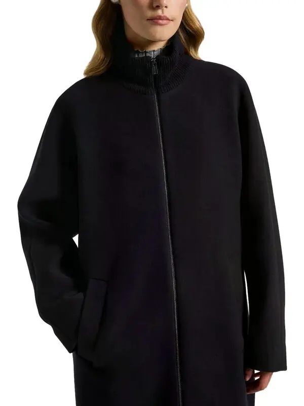 Peserico Drop-shoulder Funnel-neck Coat - Black